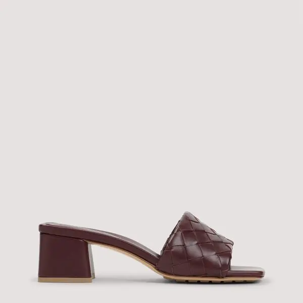 Bottega Veneta Nappa Leather Kitten Heel Sandals - Red