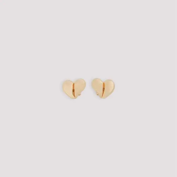 Bottega Veneta Sterling Silver Double Drop Heart Earrings - Metallic