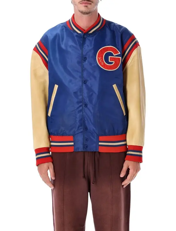 GOLDEN GOOSE Varsity Jacket - Blue/natural/red