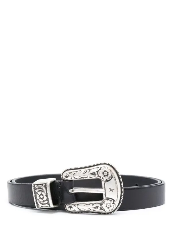 GOLDEN GOOSE Belt In Washed Calfskin - Black