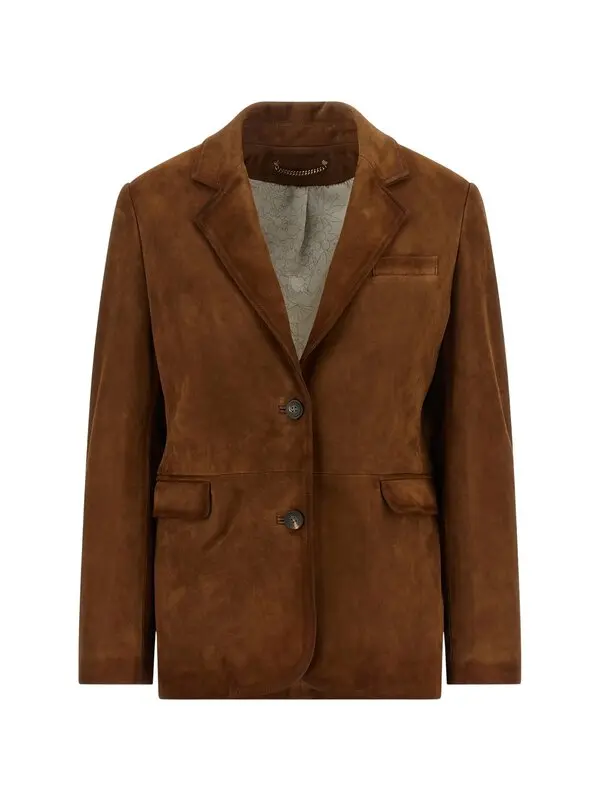 GOLDEN GOOSE Chic Sophisticated" Leather Blazer - Brown