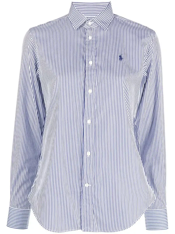 Ralph Lauren Striped Cotton Poplin Button-down Shirt - Navy