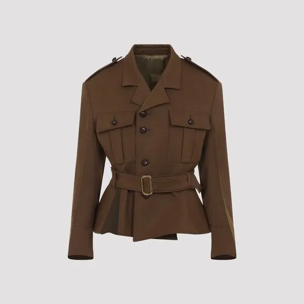 Celine Peplum Wool Jacket For - Brown