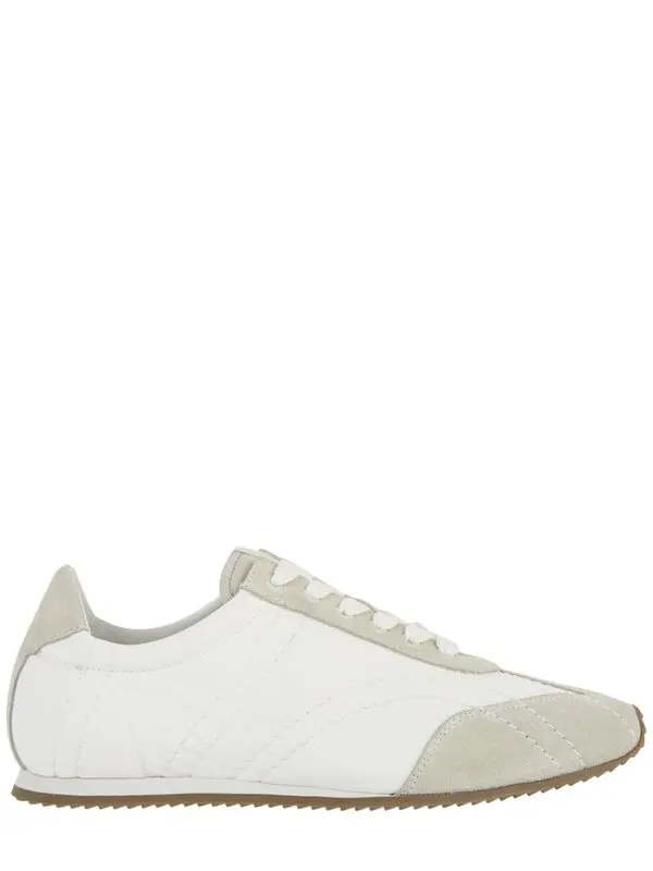 TOTEME Suede-trimmed Lace-up Low-top Sneakers - Beige