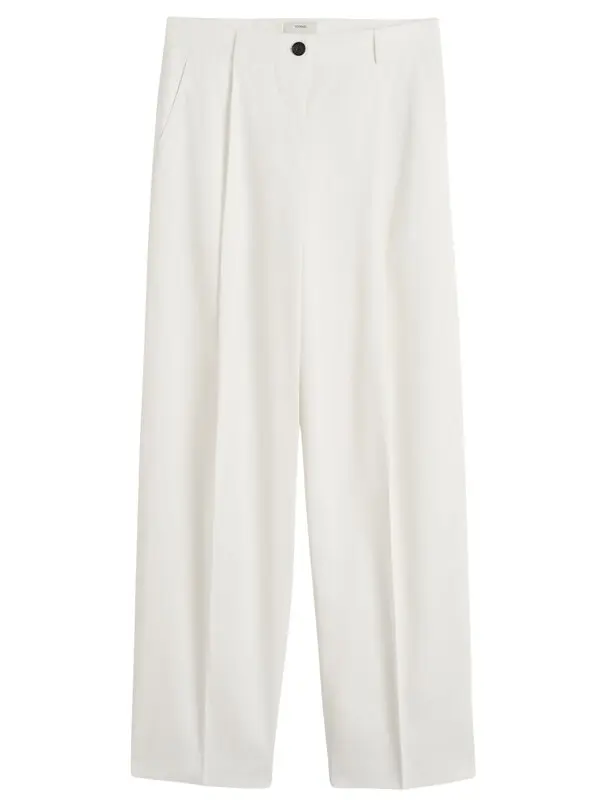 TOTEME Pleated Cotton Relaxed Leg Trousers - White