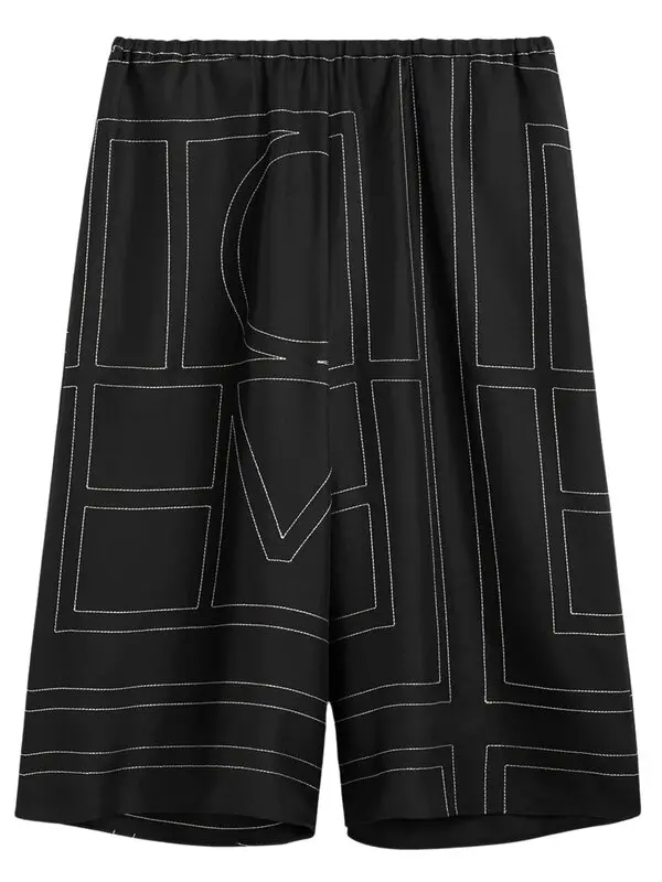 TOTEME Monogram Silk Bermuda Shorts - Black