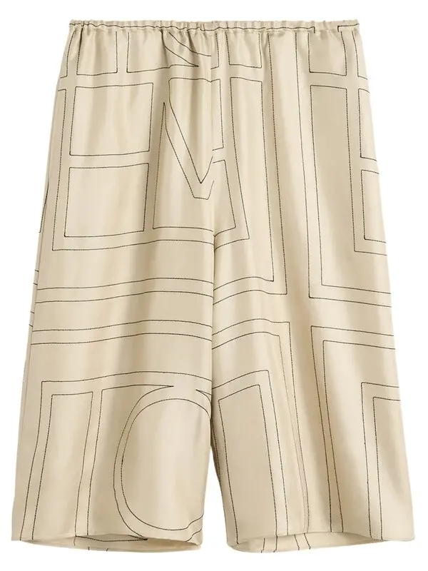 TOTEME Monogram Silk Bermuda Shorts - Ivory