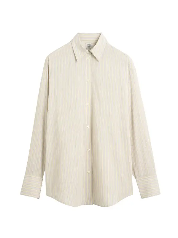 TOTEME Striped Viscose Shirt With Wide Sleeves - Yellow