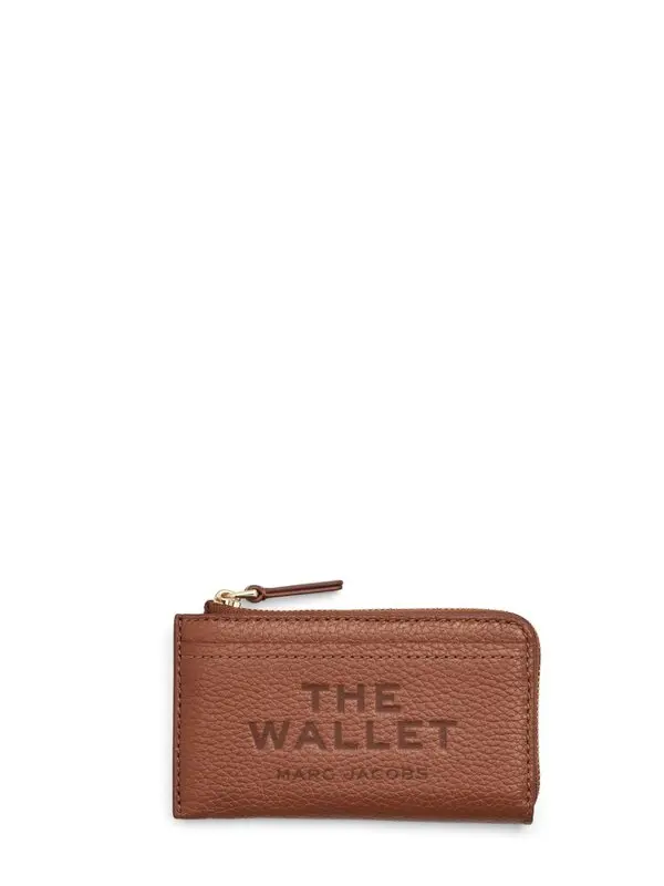 Marc Jacobs Top Zip Multi Wallet Rectangular Design With Gold Hardware - Brown