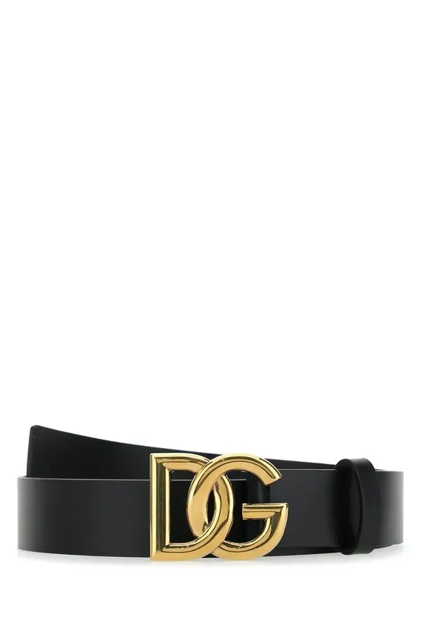 Dolce & Gabbana Dg Logo Leather Belt - Black
