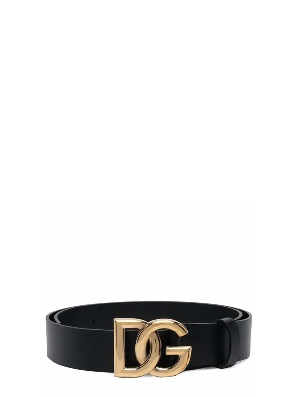 Dolce & Gabbana Dg Logo Leather Belt - Black