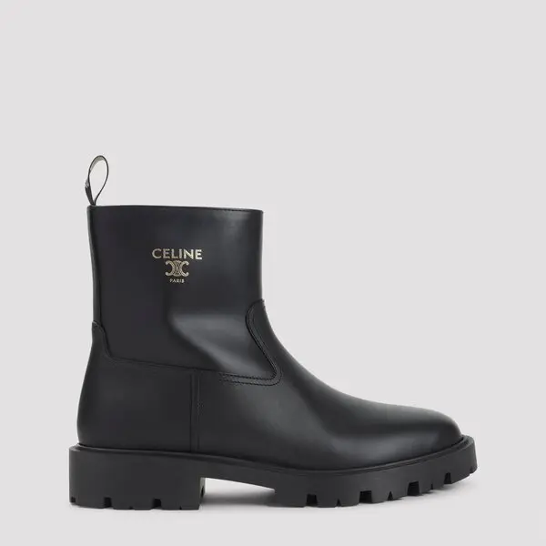 Celine Zipped 35 Mini Leather Ankle Boots - Black