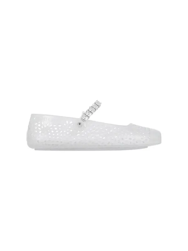 JIMMY CHOO Crystal-embellished Jelly Ballet Flats - Silver