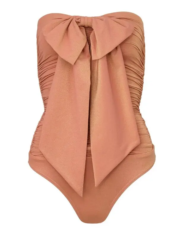 Zimmermann Ruched Bodysuit With Bow Detail