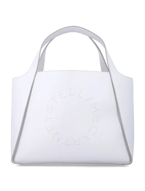 Stella McCartney Logo Studded Circular Tote Handbag - Grigio