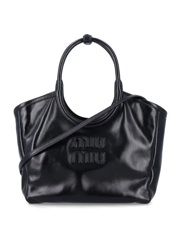 Miu Miu Mini Handbag With Gold-tone Hardware - Nero