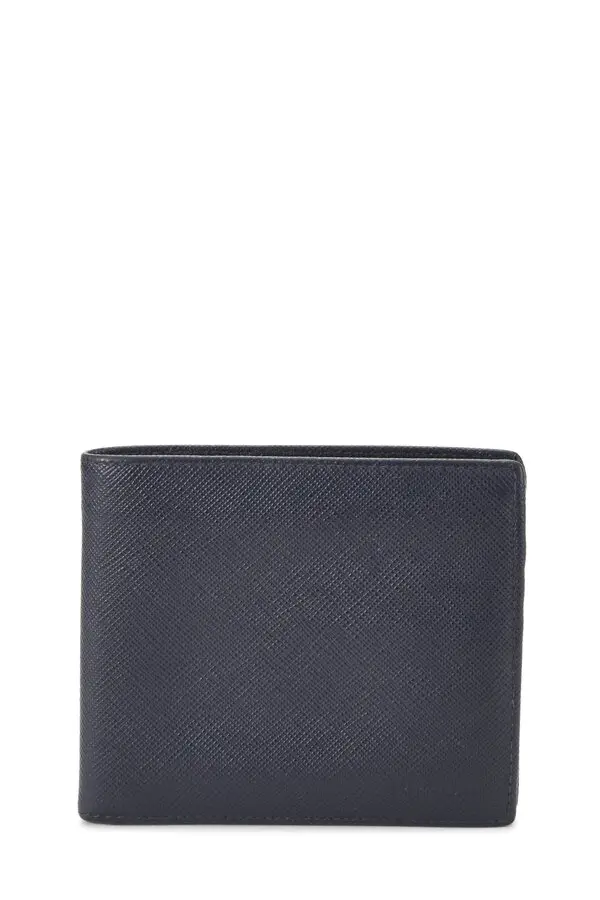 Prada Saffiano Compact Wallet - Navy