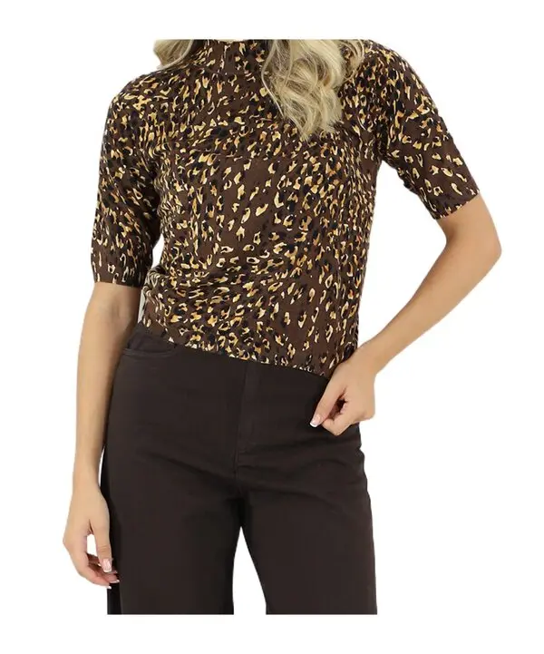 TWINSET Printed Knit Top With Round Neck And Short Sleeves