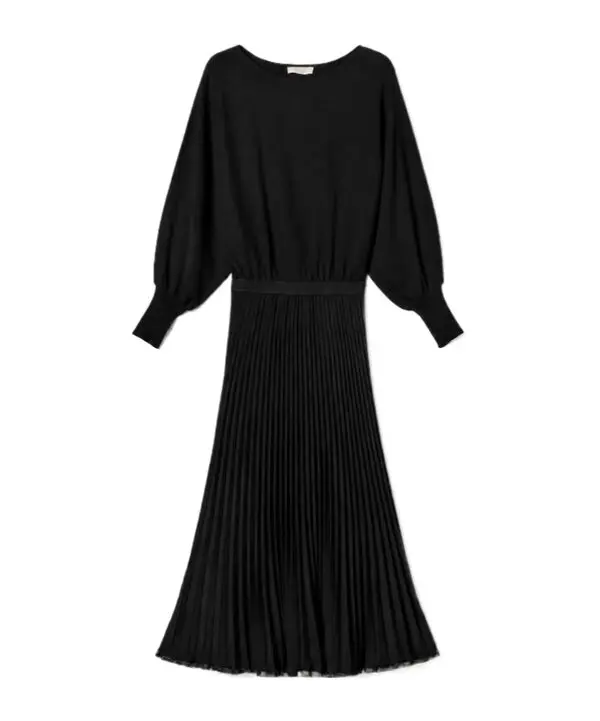 TWINSET Long Sleeve Pleated Skirt Dress