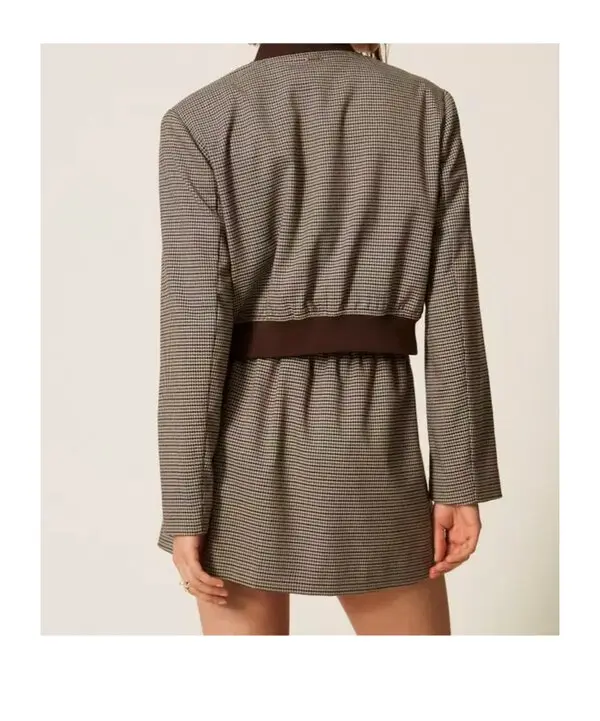 TWINSET Houndstooth Pleated Mini Skirt