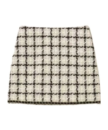 TWINSET Plaid Bouclé Mini Skirt With Velvet And Metallic Trim