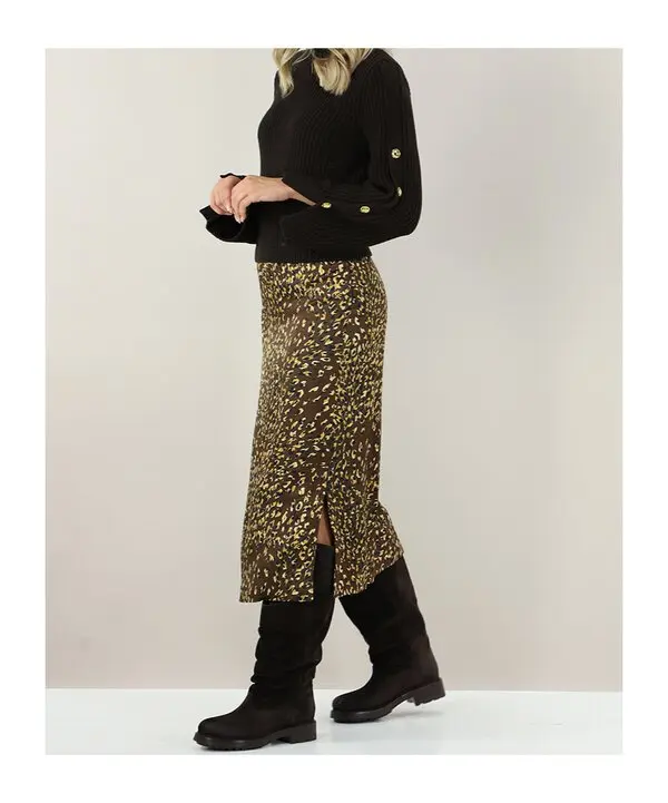 TWINSET Printed Midi Skirt With Side Slit