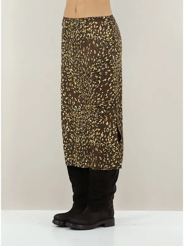 TWINSET Printed Midi Skirt With Side Slit