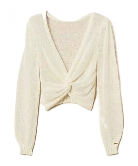 TWINSET Reversible Knit Shrug With V-neck And Round Neck
