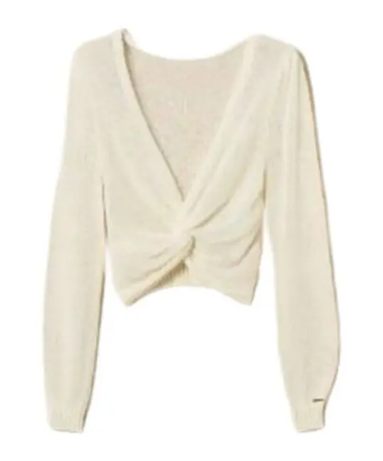 TWINSET Reversible Knit Shrug With V-neck And Round Neck