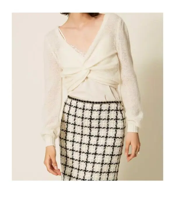 TWINSET Reversible Knit Shrug With V-neck And Round Neck