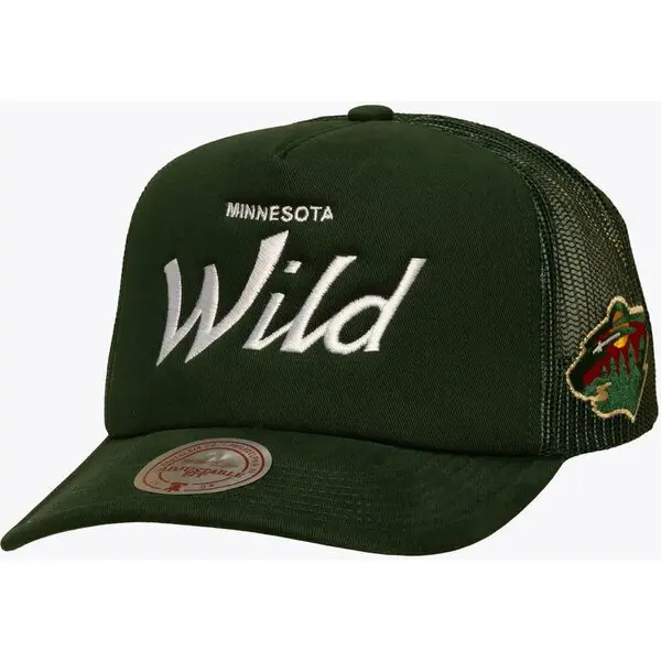 Mitchell & Ness Minnesota Wild Head Coach Trucker Adjustable Hat - Green