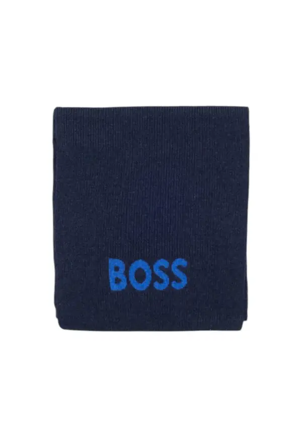 Hugo Boss Logo Detailed Ribbed-knit Scarf
