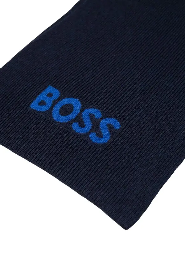 Hugo Boss Logo Detailed Ribbed-knit Scarf