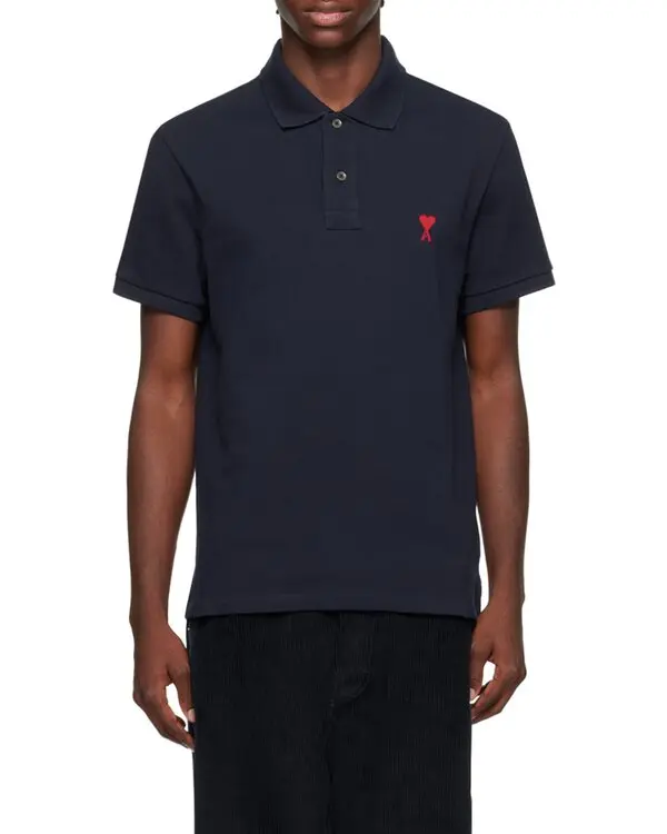 AMI Paris Logo Embroidered Short-sleeved Polo Shirt