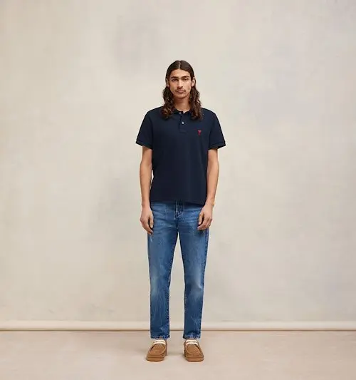AMI Paris Logo Embroidered Short-sleeved Polo Shirt