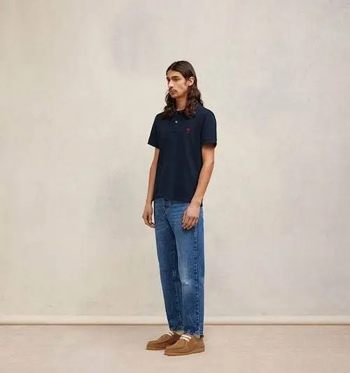 AMI Paris Logo Embroidered Short-sleeved Polo Shirt