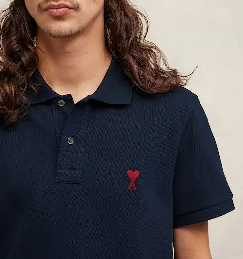 AMI Paris Logo Embroidered Short-sleeved Polo Shirt