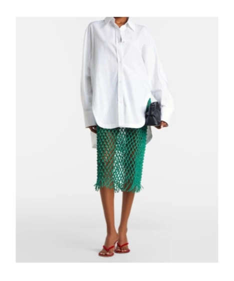 THE FRANKIE SHOP Nelaya Macramé Leather Midi Skirt