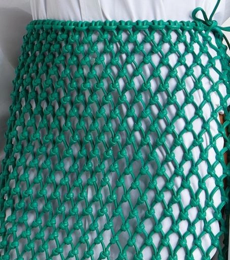 THE FRANKIE SHOP Nelaya Macramé Leather Midi Skirt
