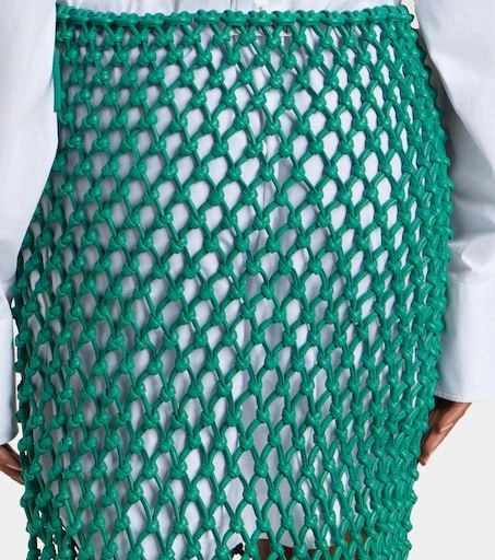 THE FRANKIE SHOP Nelaya Macramé Leather Midi Skirt