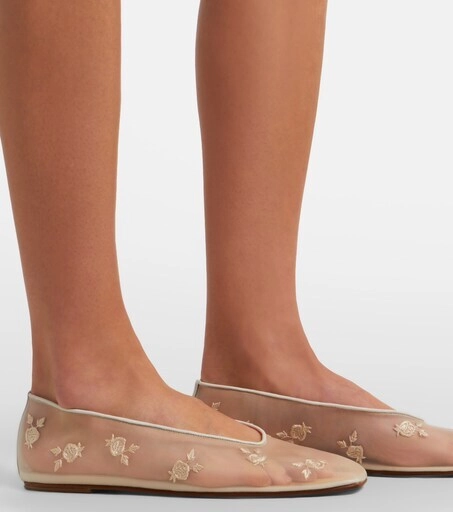 Magda Butrym Embroidered Mesh Ballet Flats