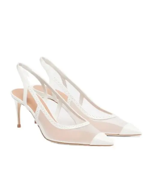 MALONE SOULIERS Aubrey 70 Mesh Slingback Pumps - White