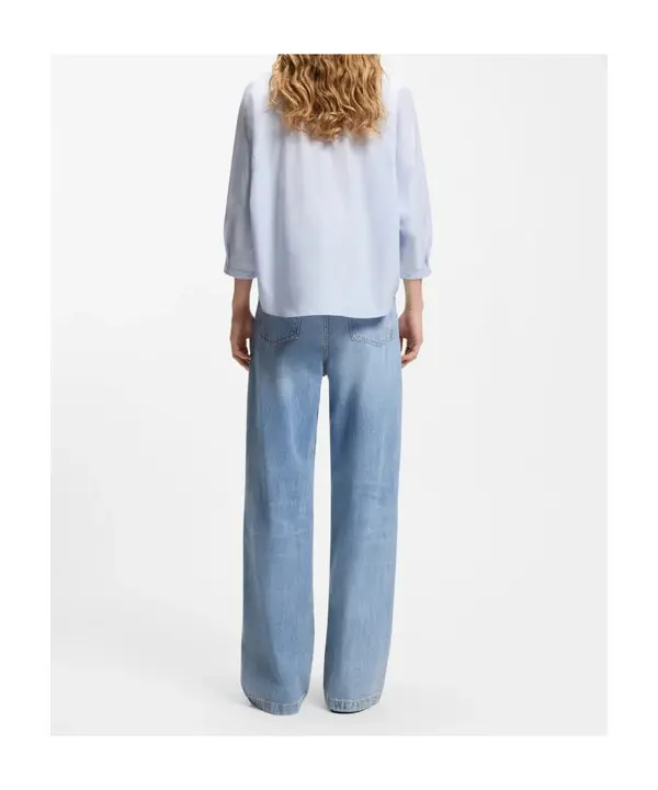 Hugo Boss Relaxed-fit Cotton Poplin Blouse With Kimono Sleeves