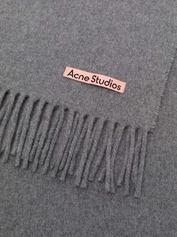 Acne Studios Logo Patch Fringed Scarf