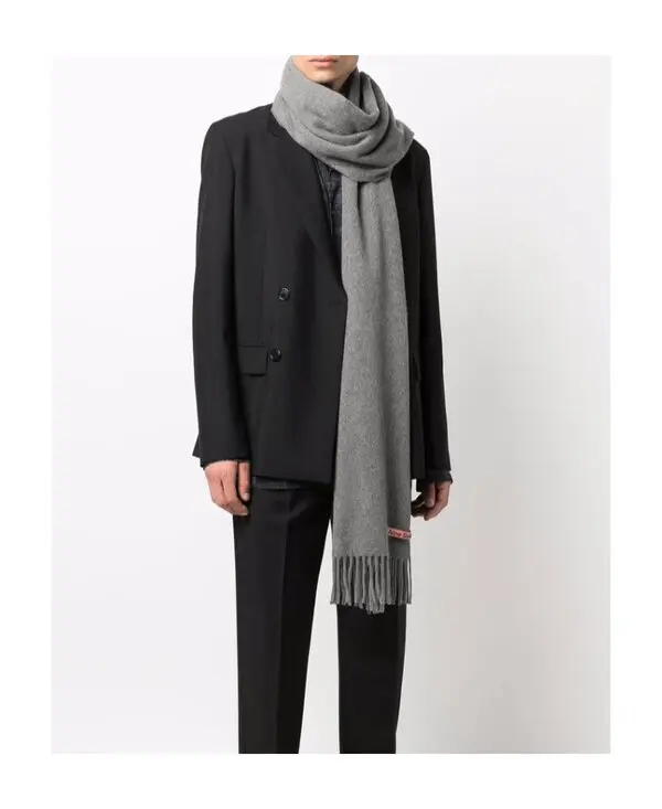 Acne Studios Logo Patch Fringed Scarf