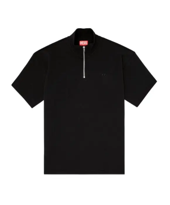 DIESEL® Short-sleeve Half-zip Sweatshirt In Light Scuba - Black