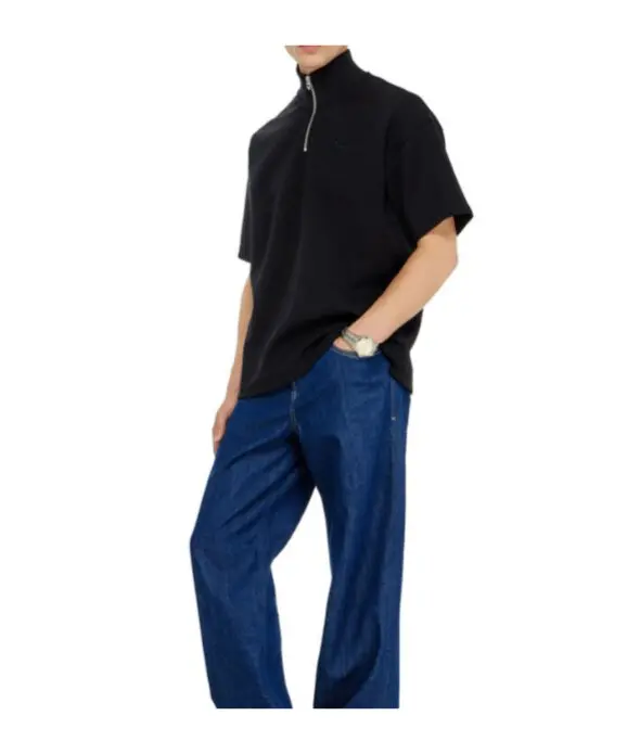DIESEL® Short-sleeve Half-zip Sweatshirt In Light Scuba