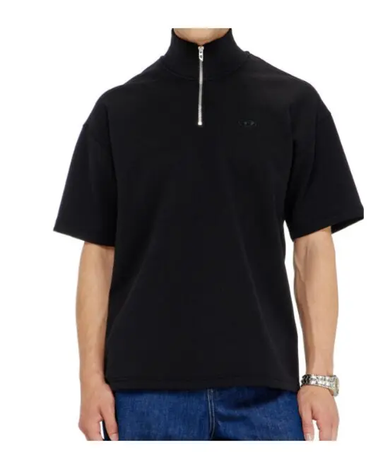 DIESEL® Short-sleeve Half-zip Sweatshirt In Light Scuba