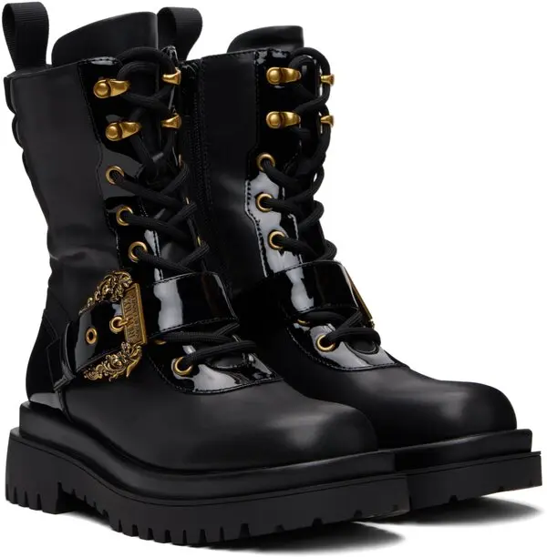 Versace Buckled Lace-up Boots