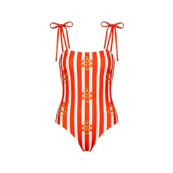JESSIE ZHAO NEW YORK Reversible Floral One-piece Swimsuit - Red/white